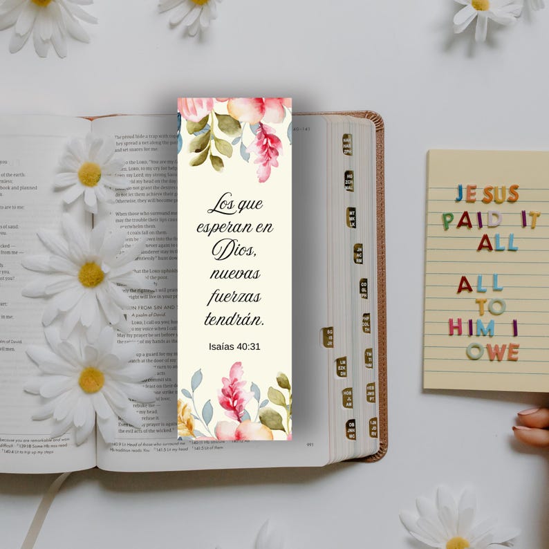 Spanish Bible Verse Bookmarks, Printable Christian Bookmark Set, Floral ...