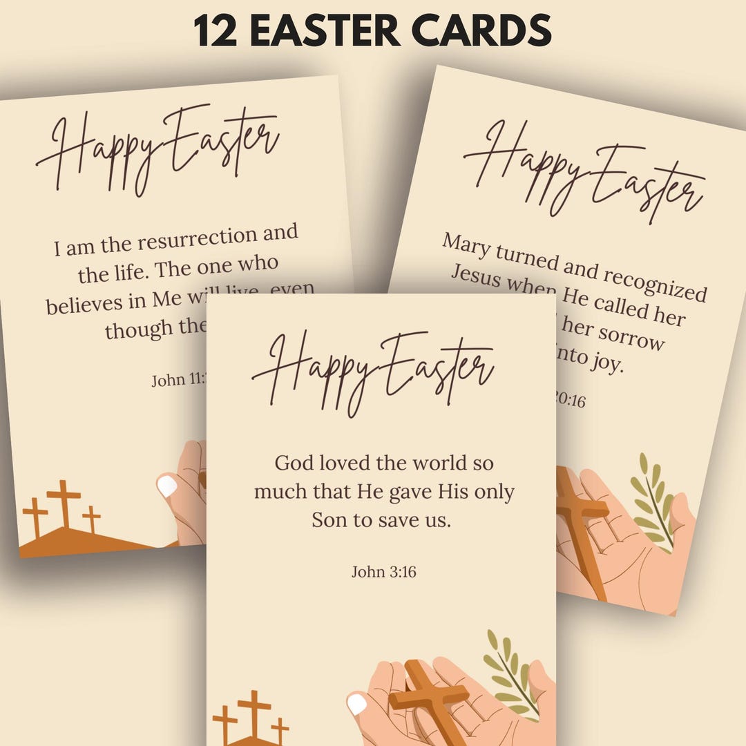 Printable Christian Easter Cards | Bible Verse | Flat Cards | Religious ...