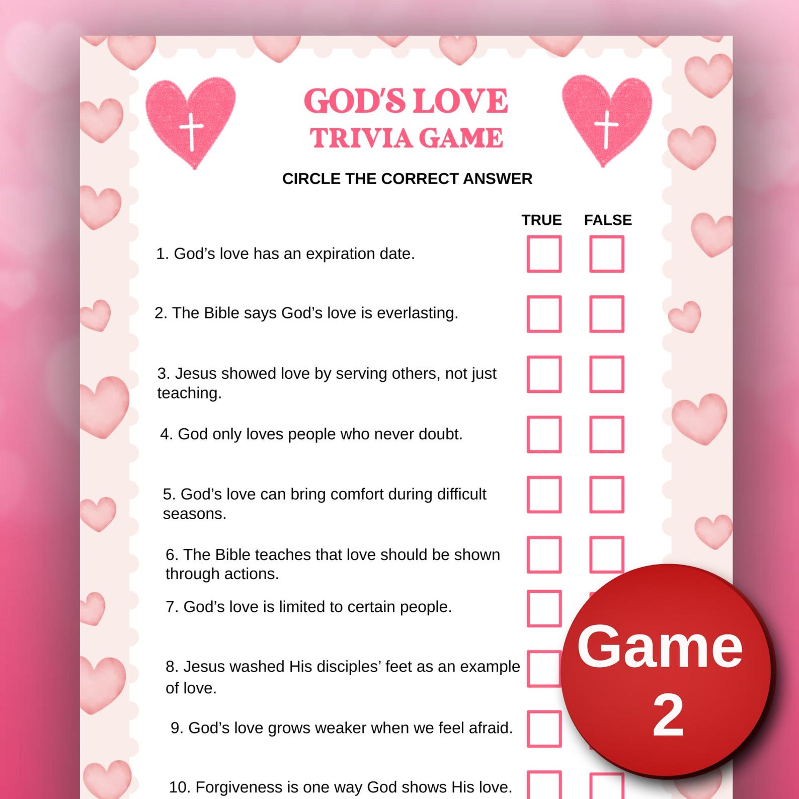 Gods Love Bible Trivia Game, Gods Love Game, Valentine’s Bible Trivia ...