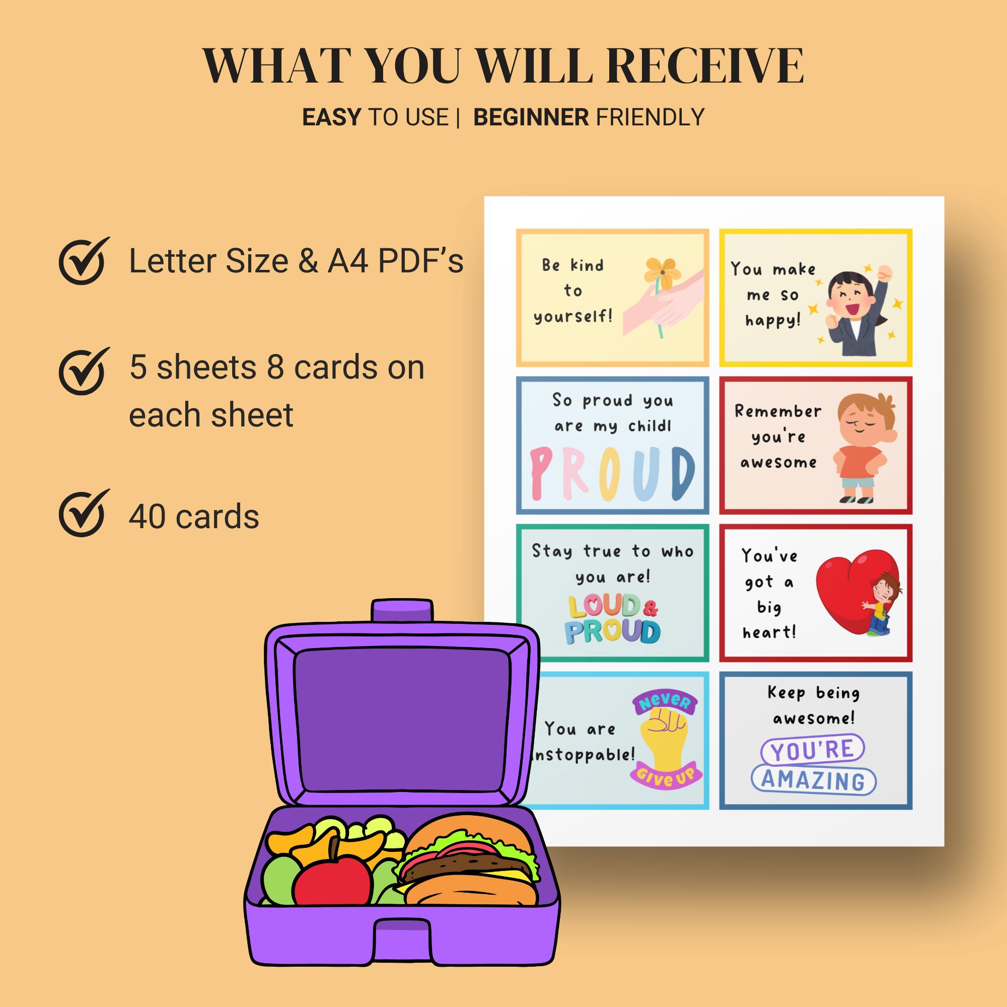 Printable Lunchbox Notes for Kids - Positive Affirmations - Back to ...