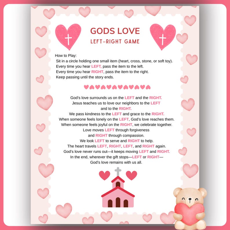 Gods Love Left Right Game Sunday School Bible Study Games Bible Game ...
