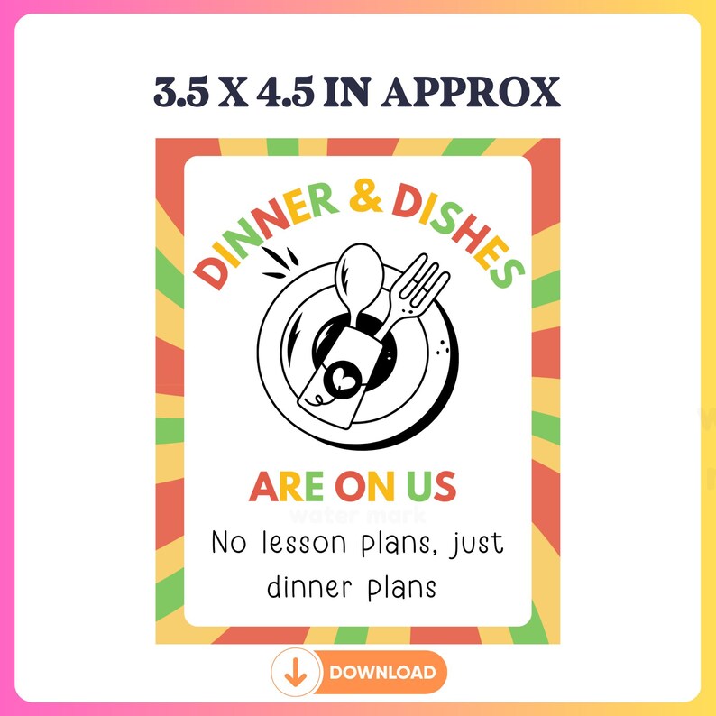 Printable Teacher Gift Tag – Dinner & Dishes on Us – End-of-year Gifts ...