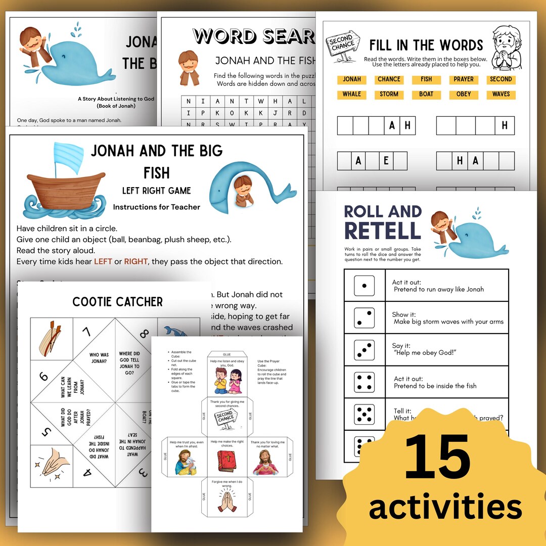 Jonah and the Whale Activity: Sunday School Craft for Kids Bible Lesson ...