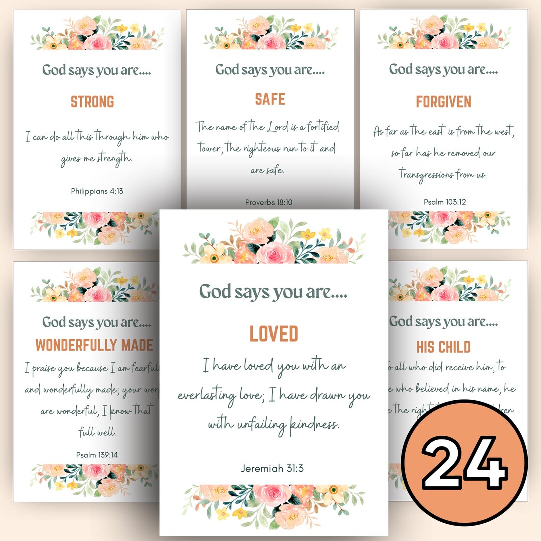 God Says You Are Cards, Inspirational Cards for Christians - Printable ...