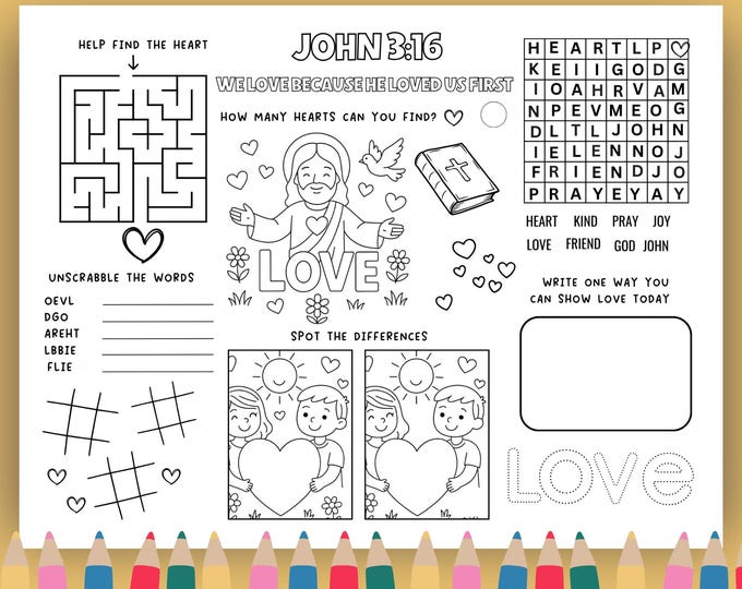 John 3:16 Bible Activity for Kids, Sunday School Bible Coloring ...