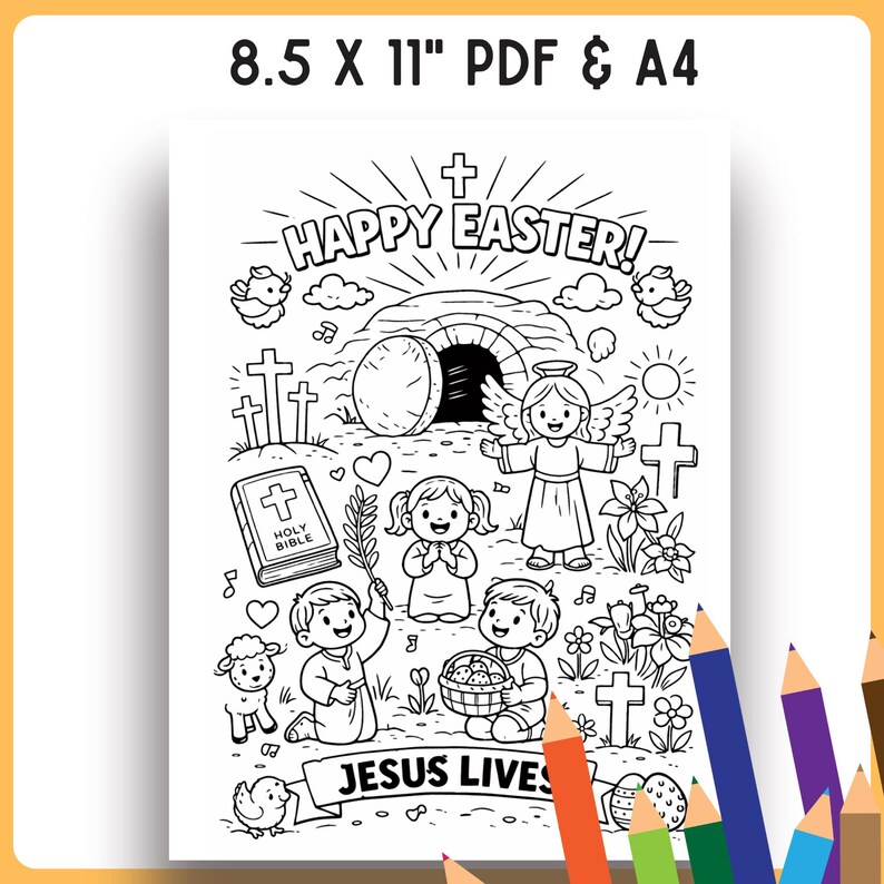 Sunday School Coloring Printable - Easter Activity Placemat for Kids ...