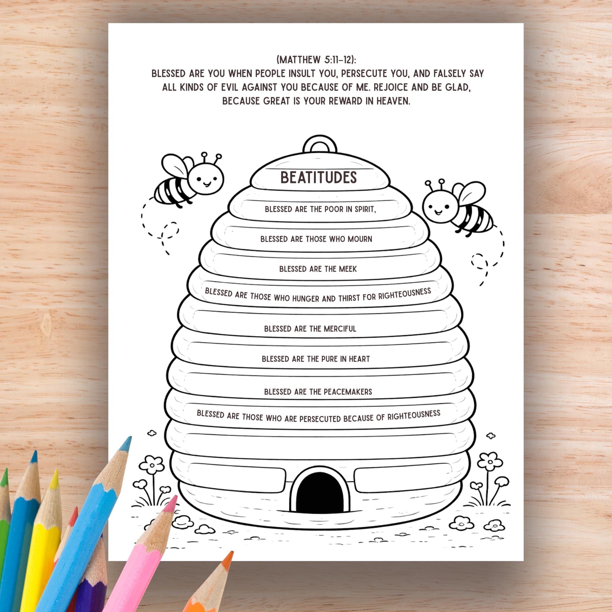 Beatitudes Coloring Pages Activities- Bible Verse Fun Printable ...