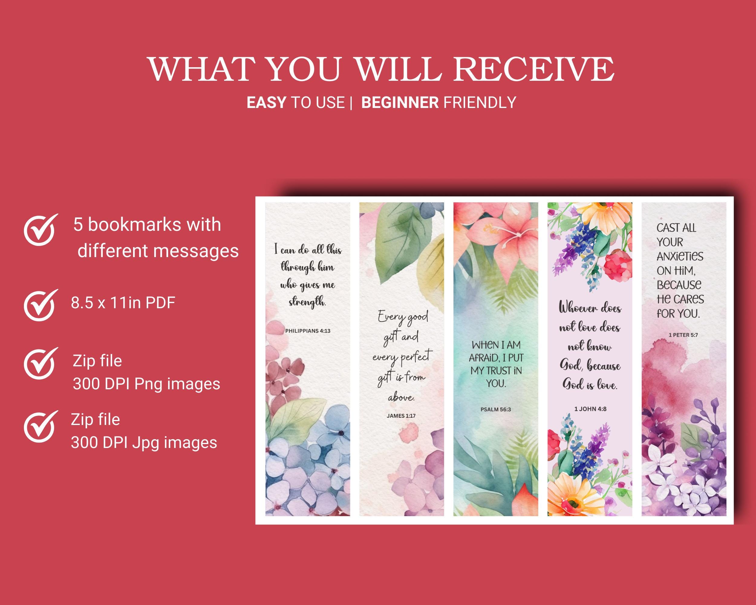 Floral Bible Verse Bookmarks: Christian Scripture, Inspirational Gift ...