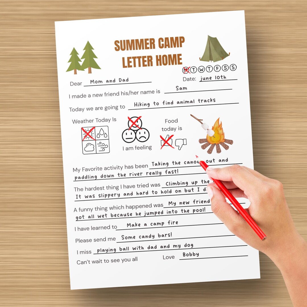 Printable Letter From Camp, Summer Camp Letter, Summer Camp Stationery ...