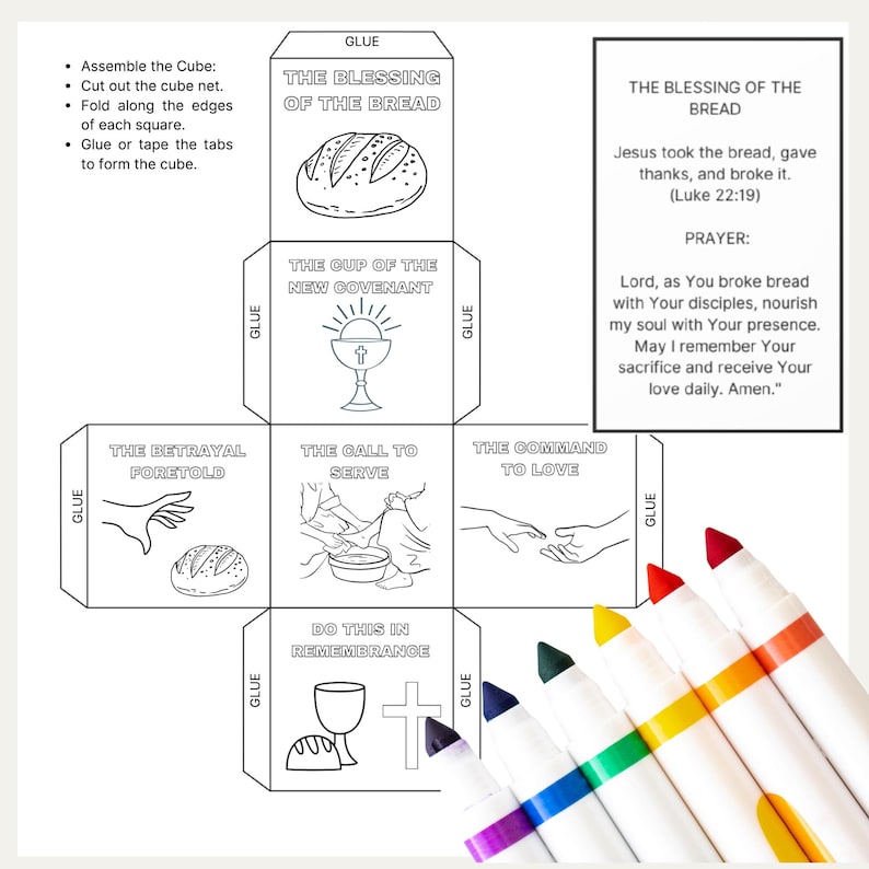 Last Supper Prayer Cube Craft Printable Sunday School Story Bible ...