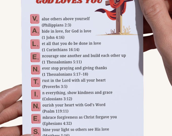 Christian Valentine's Day Card, God Loves You, Faith Valentine Bible ...
