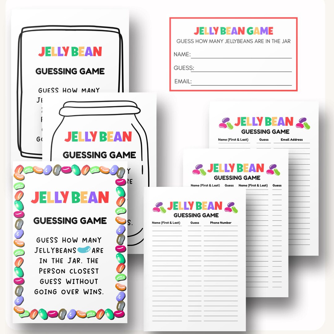 Guess How Many Jelly Beans Printable Game | Jelly Bean Guessing Game ...