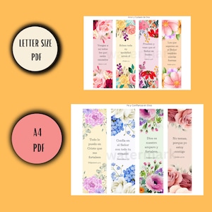 Spanish Bible Verse Bookmarks, Printable Christian Bookmark Set, Floral ...