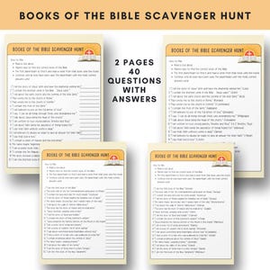 Books of the Bible Scavenger Hunt Game - Printable Sunday School Church ...