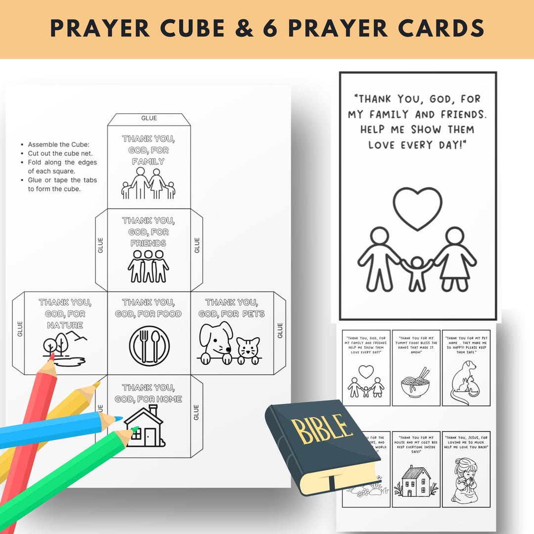 Printable Prayer Cube for Kids, Bible Activity Craft, Sunday School ...