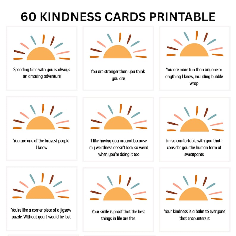 Kindness Cards | Printable Positive Affirmation Note Cards | Words of ...