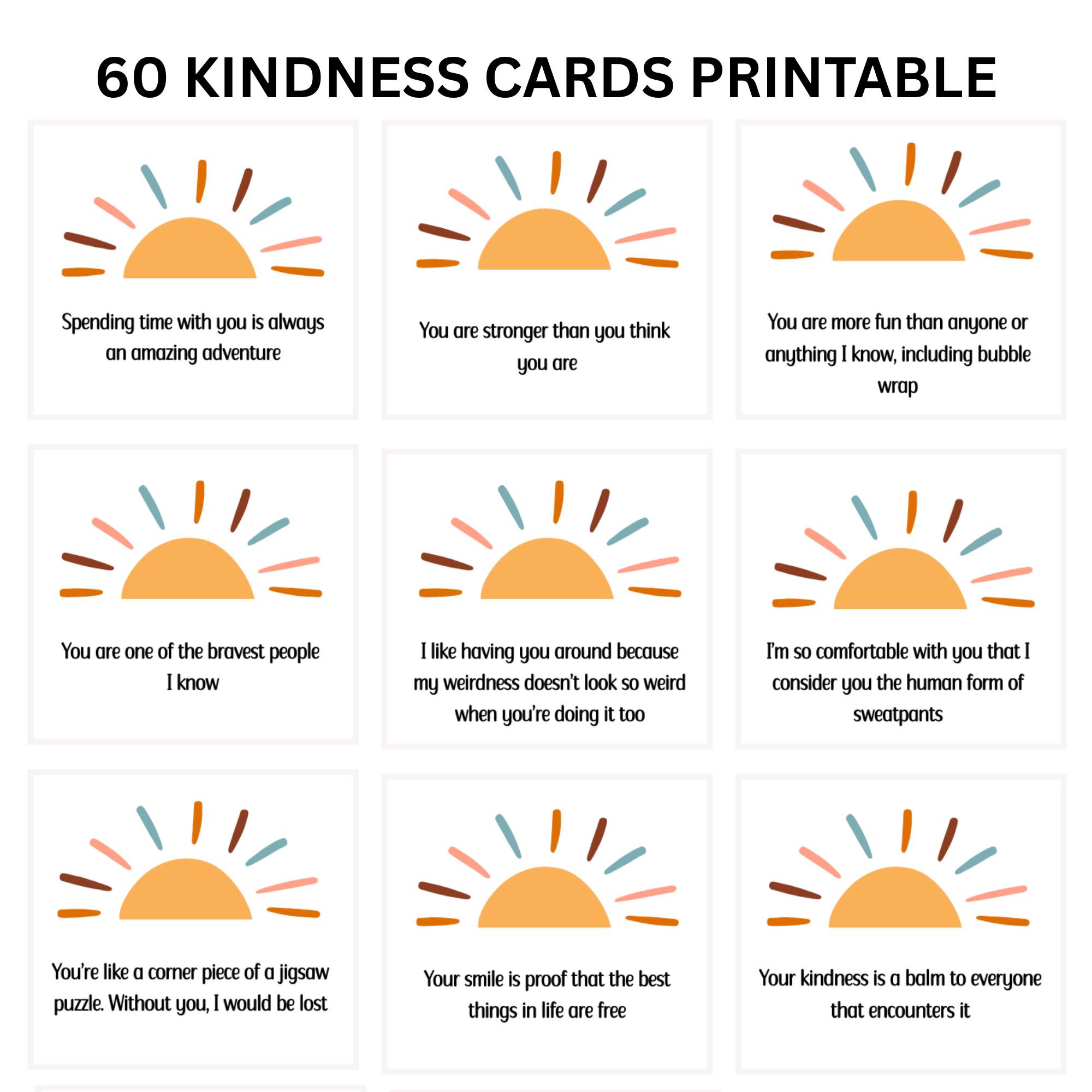Printable Mini Kindness Cards: Positive Affirmations, Lunch Box ...
