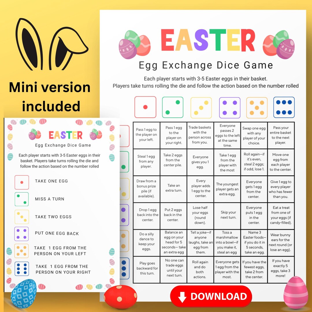 Easter Egg Exchange Dice Game: Fun Printable Party Game (digital ...