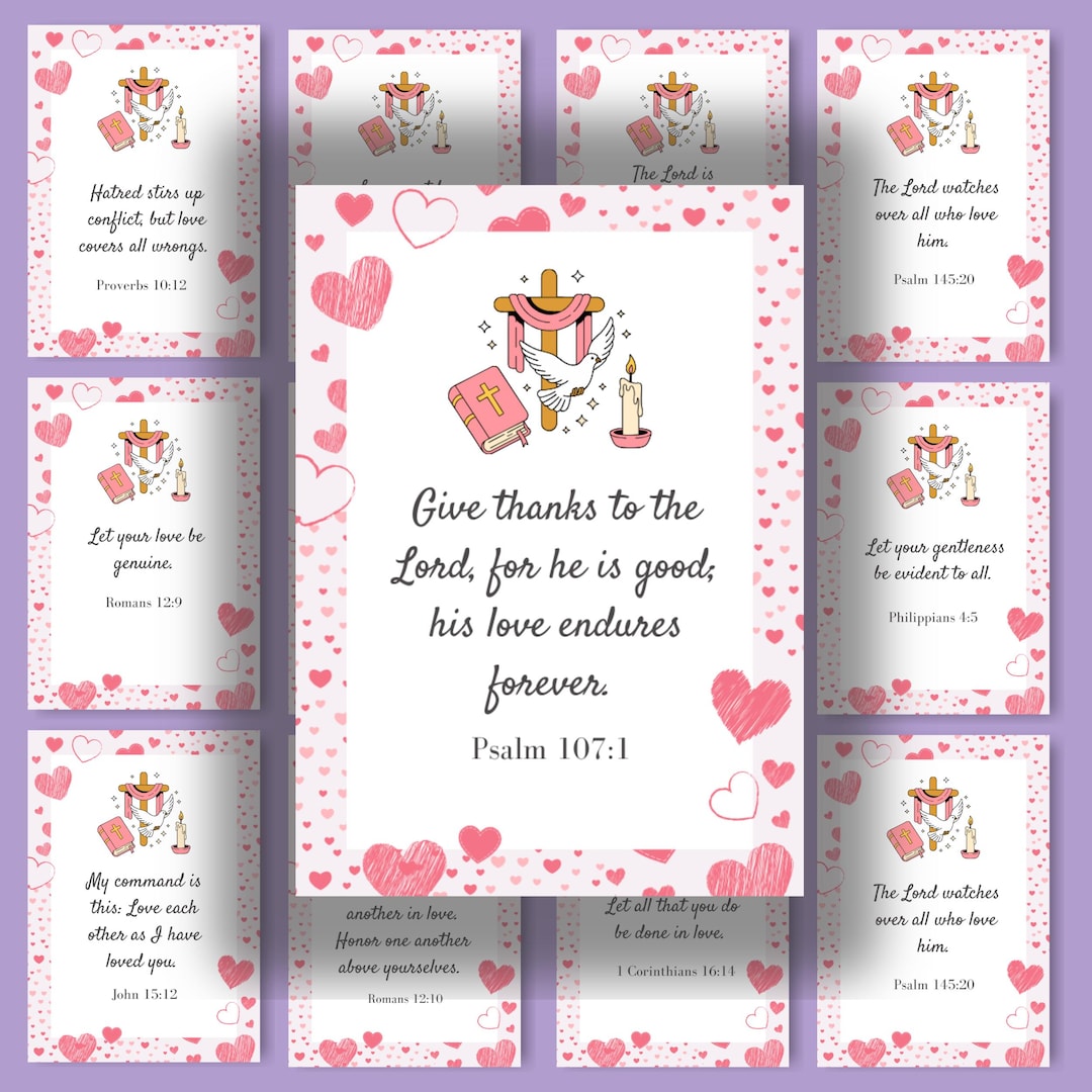 Christian Valentines Love Scripture Cards | Kids Valentine's Day Cards ...