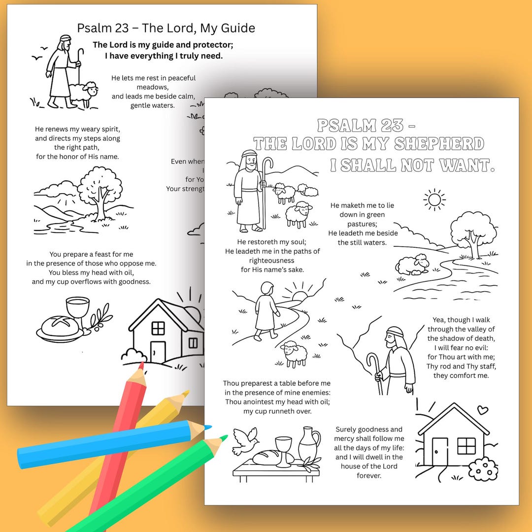 Psalm 23. the Lord is My Shepherd. Printable Coloring Page - Etsy