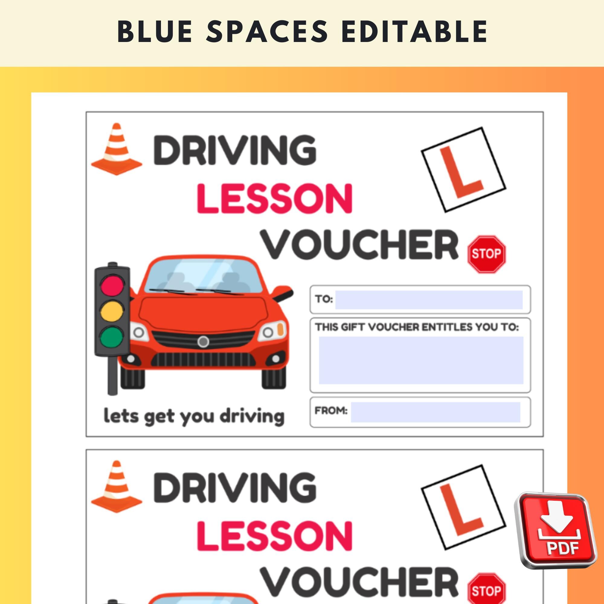 Driving Lesson Voucher - Learner Driver Gift - 17th Birthday Surprise ...