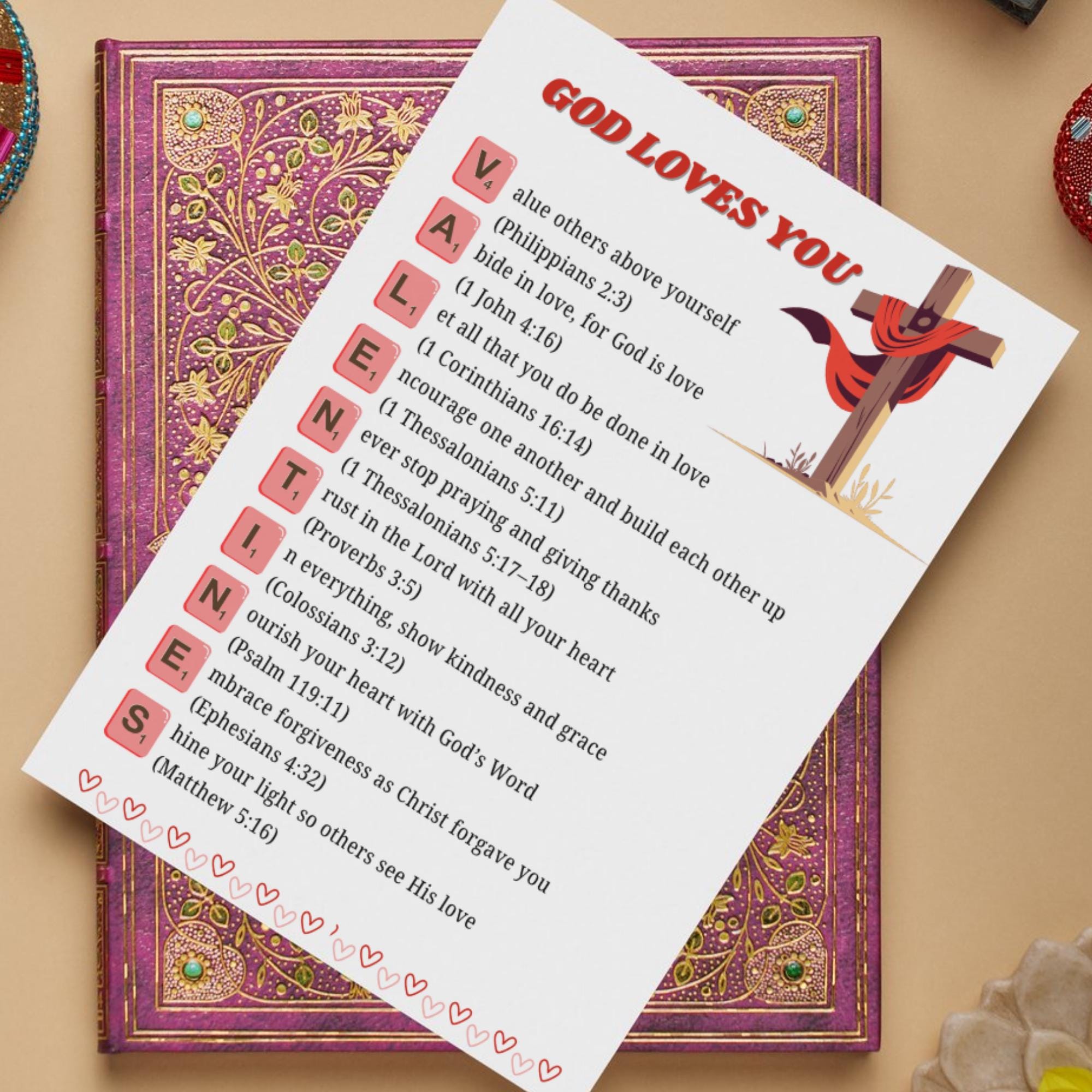 Christian Valentine's Day Card, God Loves You, Faith Valentine Bible ...