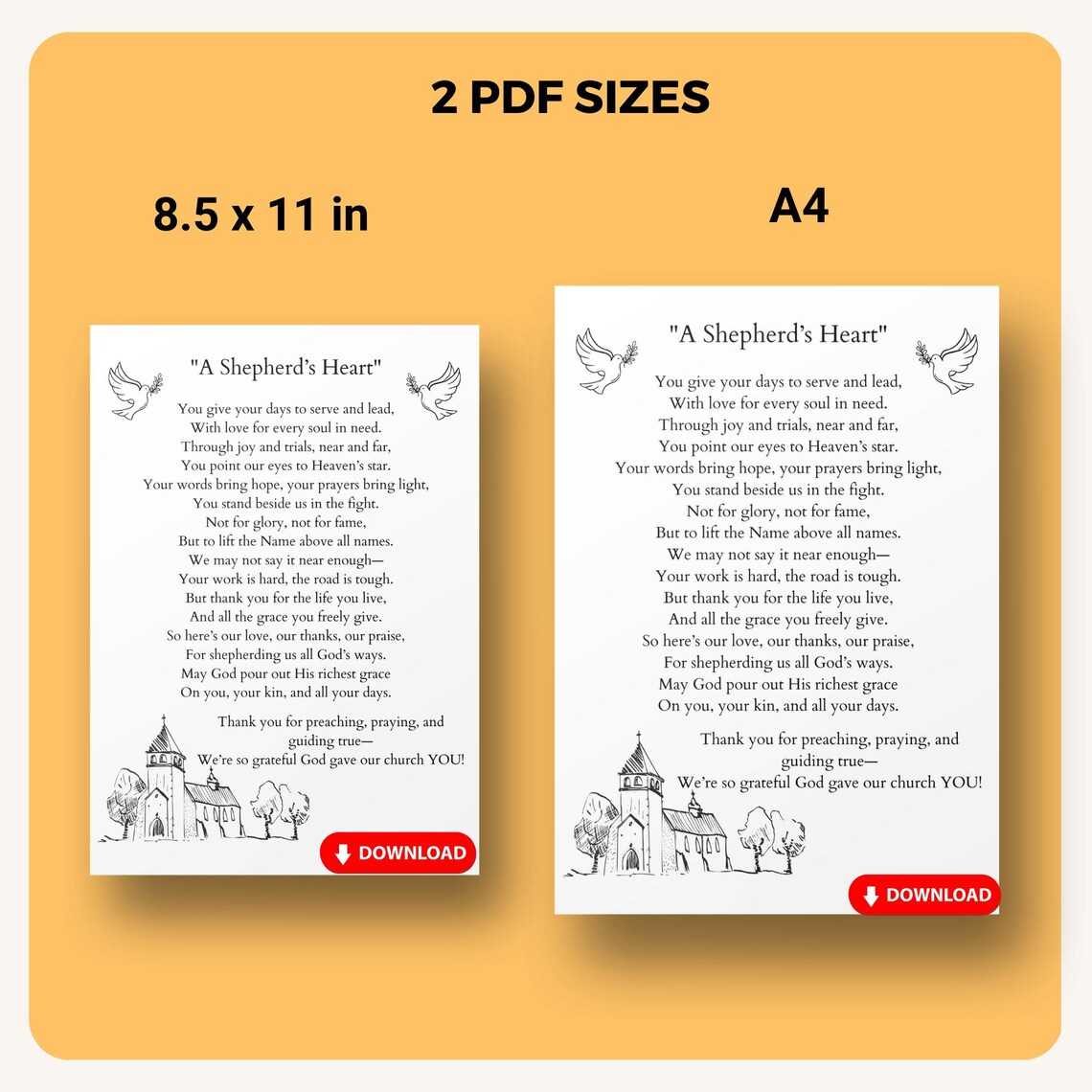 Pastor Appreciation Poem Print: Clergy Gift, Thank You Verse (digital ...