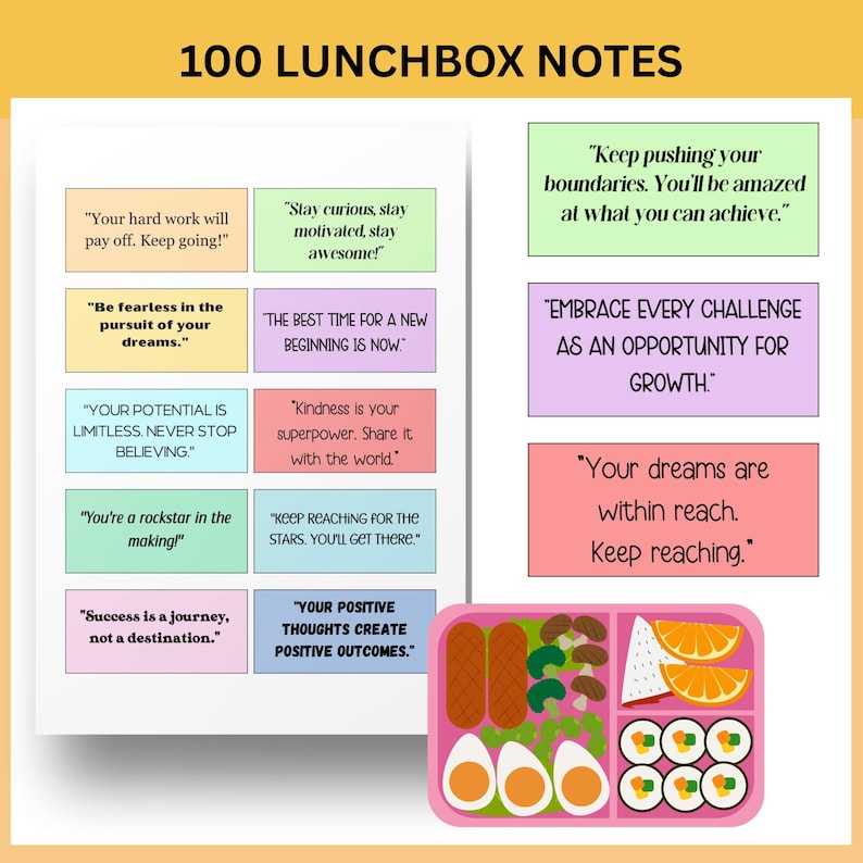 Printable Lunchbox Notes for Kids - Positive Affirmations - Back to ...