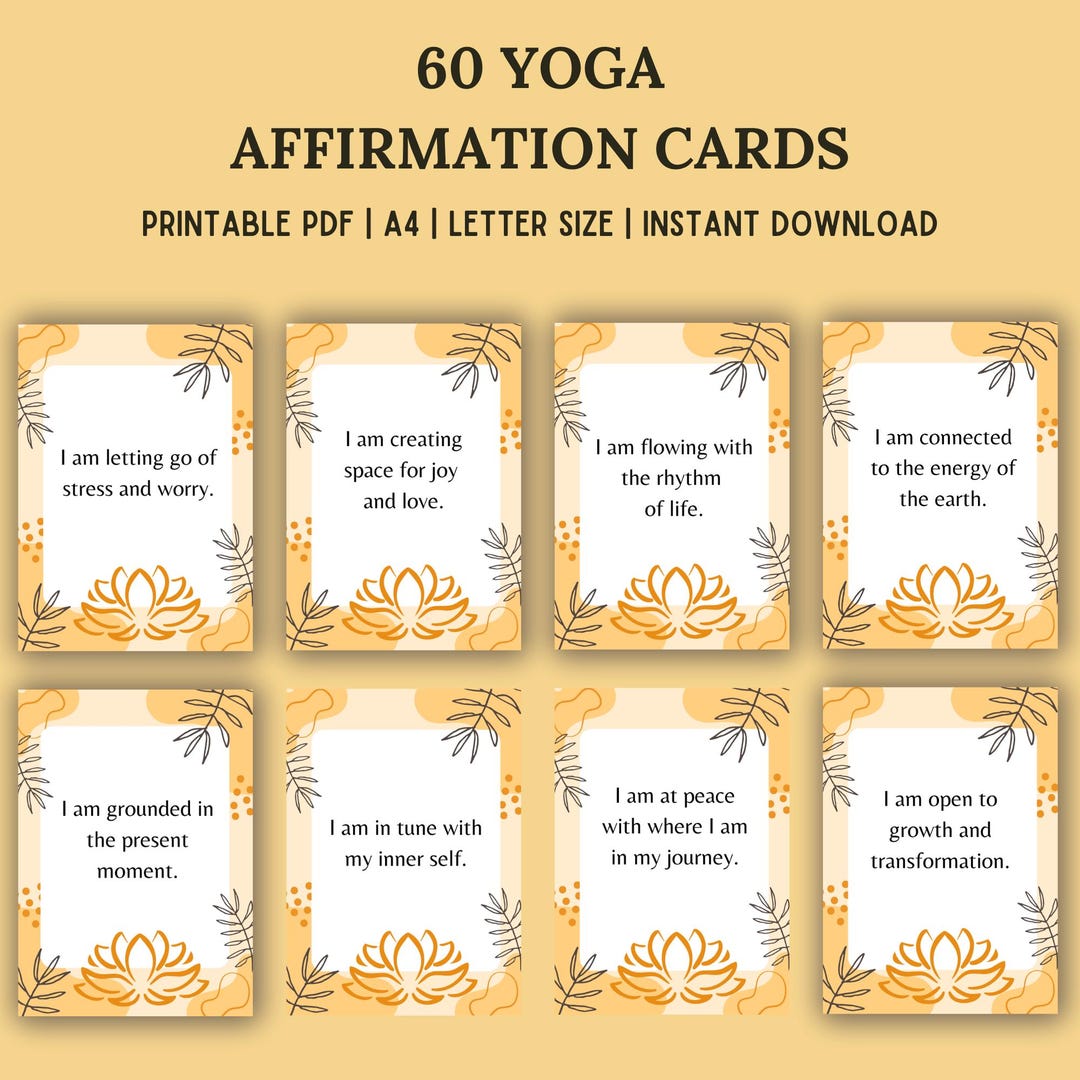 Yoga Affirmation Cards - Printable Deck - Meditation Mindfulness Tools ...