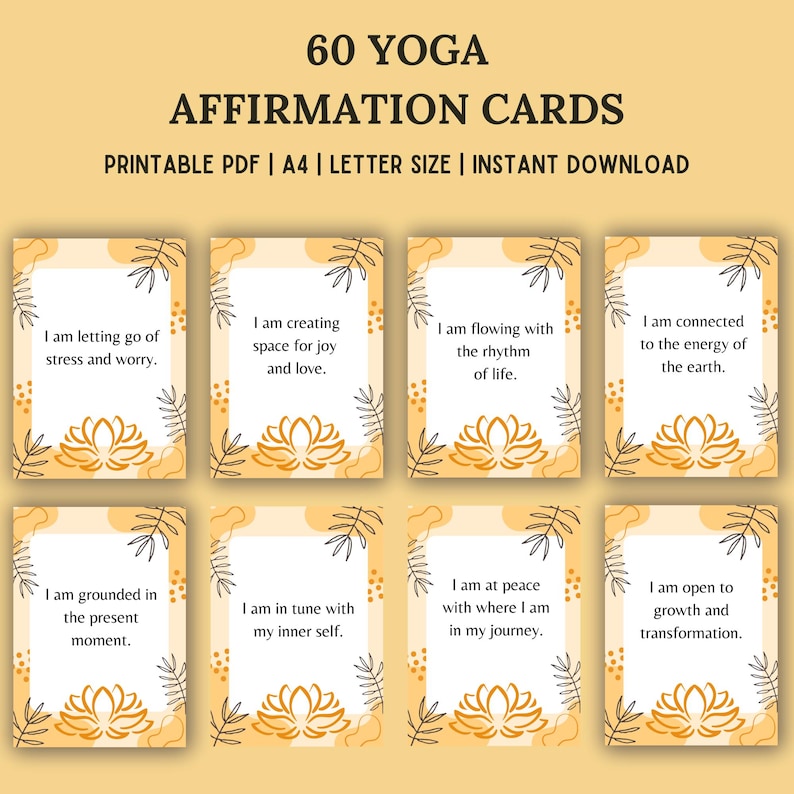 Yoga Affirmation Cards - Printable Deck - Meditation Mindfulness Tools ...