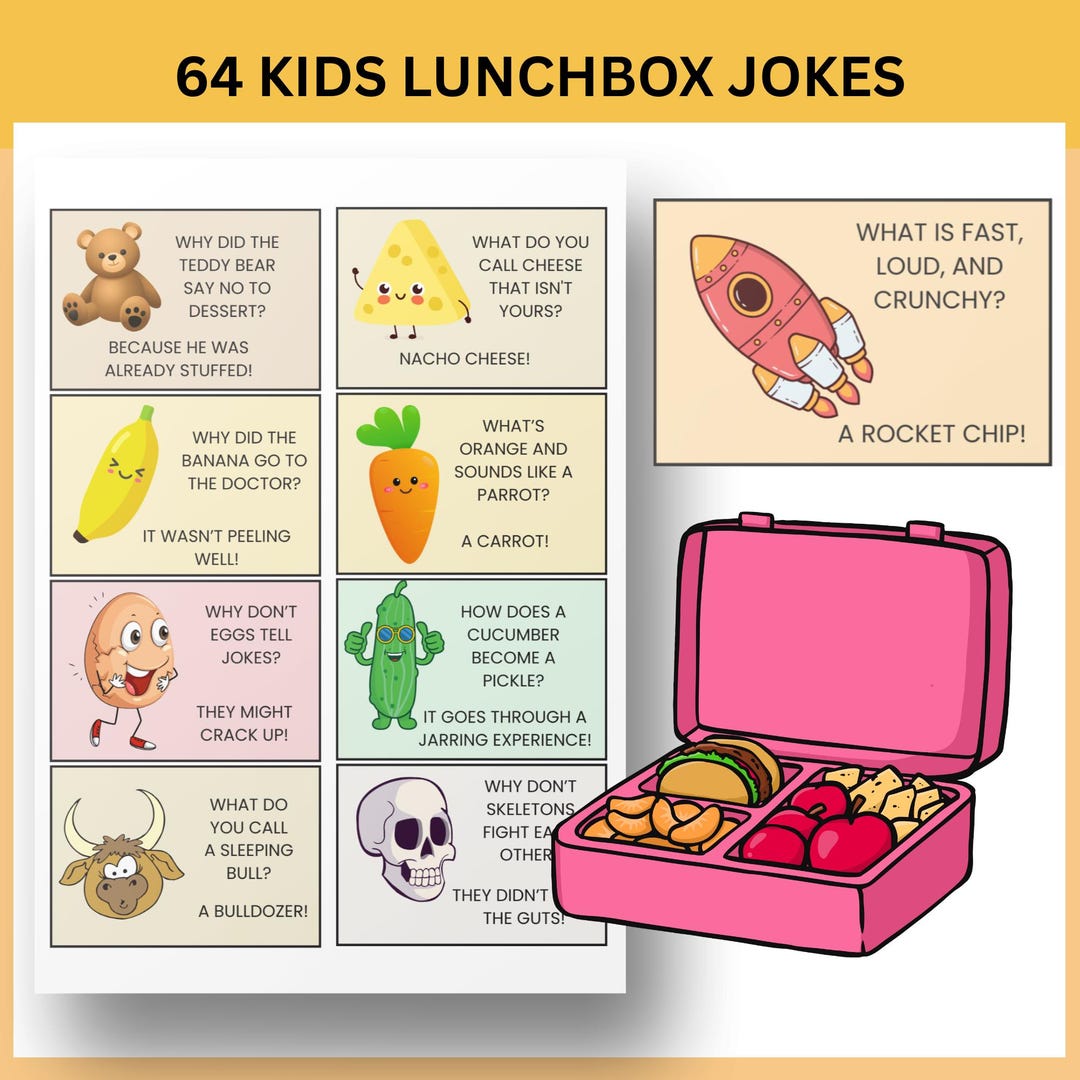 Lunchbox Jokes for Kids - Joke of the Day Cards Funny Lunch Notes ...