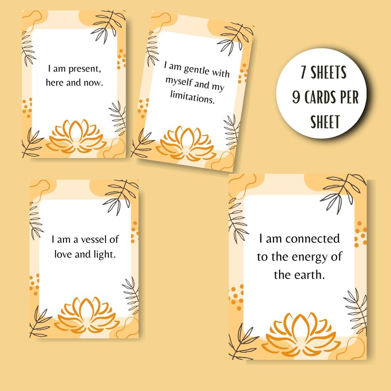 Yoga Affirmation Cards - Printable Deck - Meditation Mindfulness Tools ...