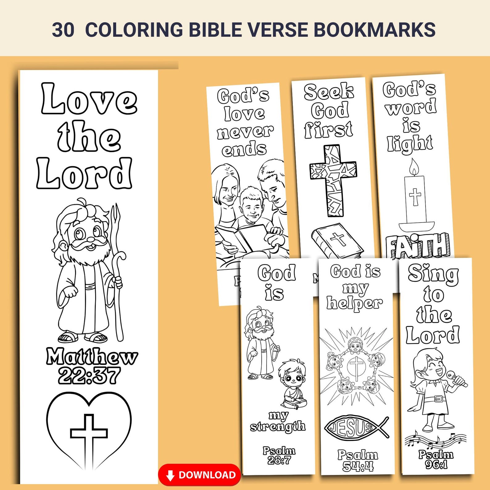 Bible Verse Coloring Bookmark Set, Printable Christian Faith Bible ...