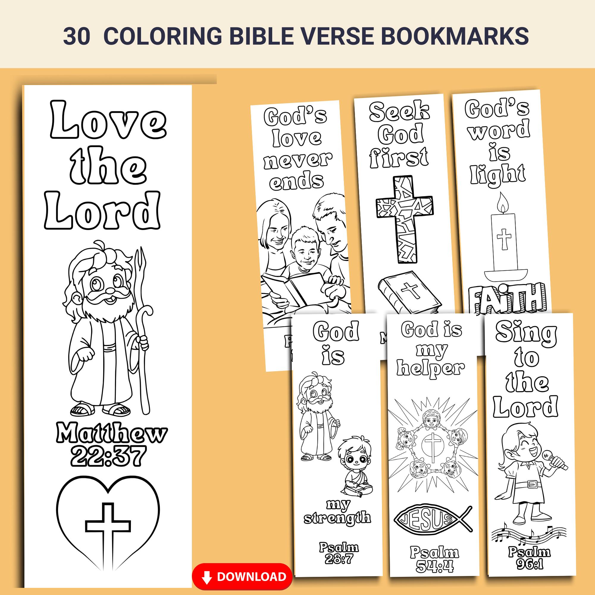 Bible Verse Coloring Bookmark Set, Printable Christian Faith Bible ...