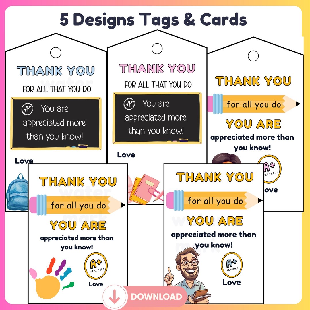 Principal Appreciation Tag Printable, Thank You Gift Tags and Cards for ...