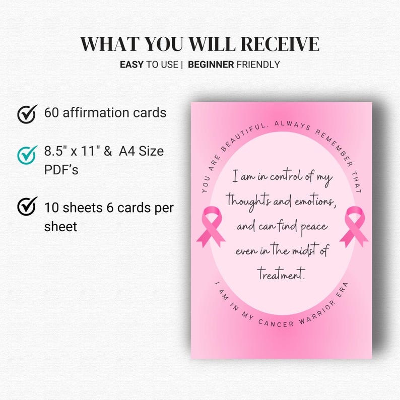 Printable Cancer Affirmation Cards , Support for Cancer Patients ...
