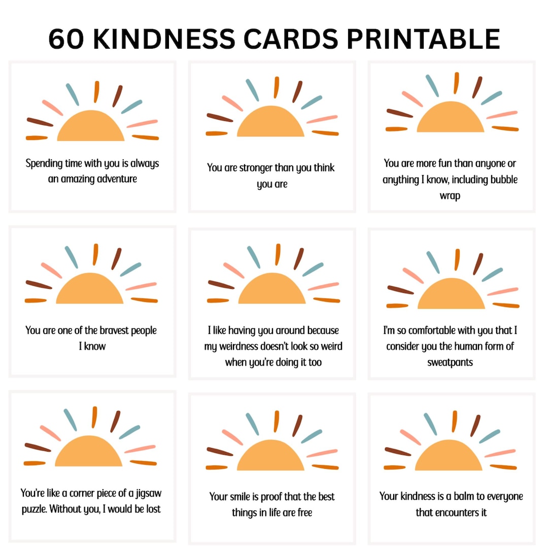 Kindness Cards | Printable Positive Affirmation Note Cards | Words of ...