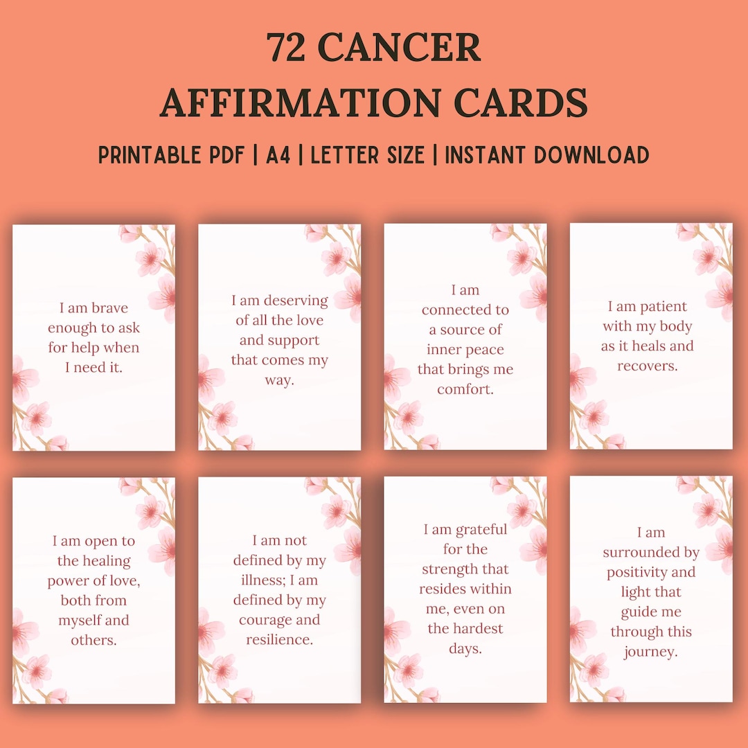 Cancer Affirmation Cards: Chemo Support Encouragement Card Printable - Etsy