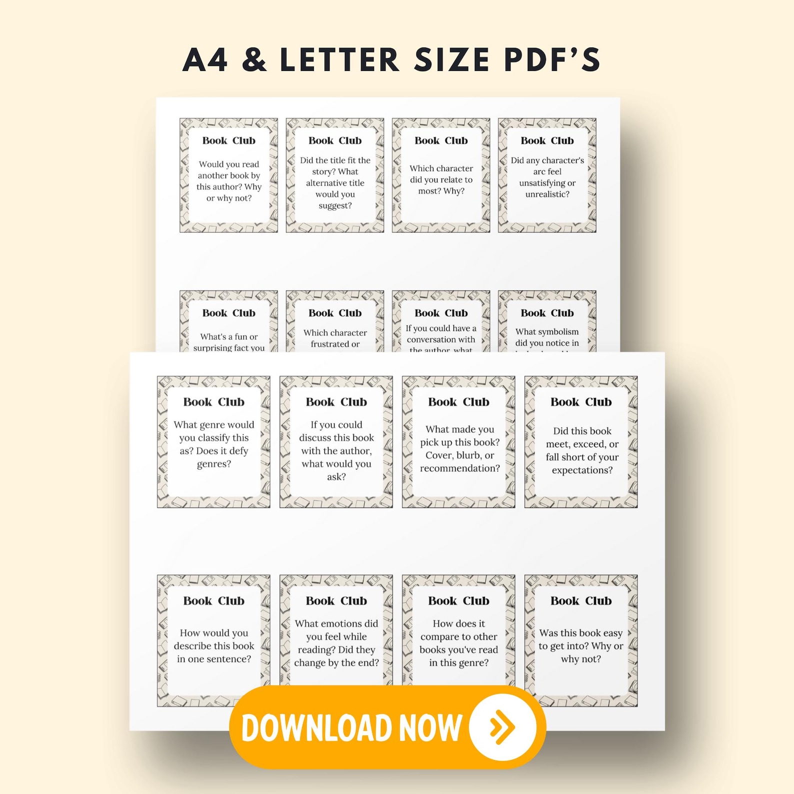 Printable Book Club Discussion Cards, Fun Icebreaker Questions ...