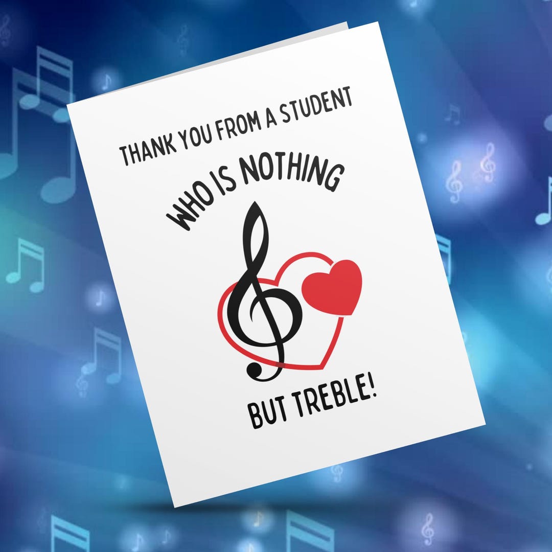 Music Teacher Thank You Card Printable Note for Music Educators Unique ...