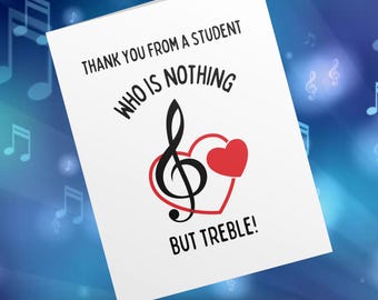 Printable Thank You Card Music Notes Appreciation Card for Music ...
