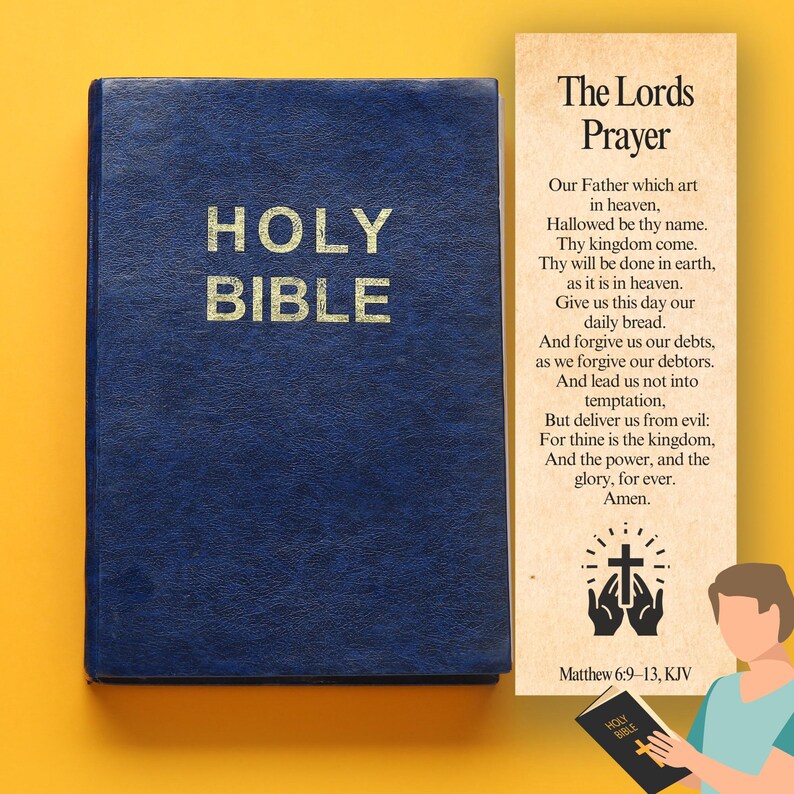 Lords Prayer Bookmark, Bible Verse Gift, Christian Prayer Card ...