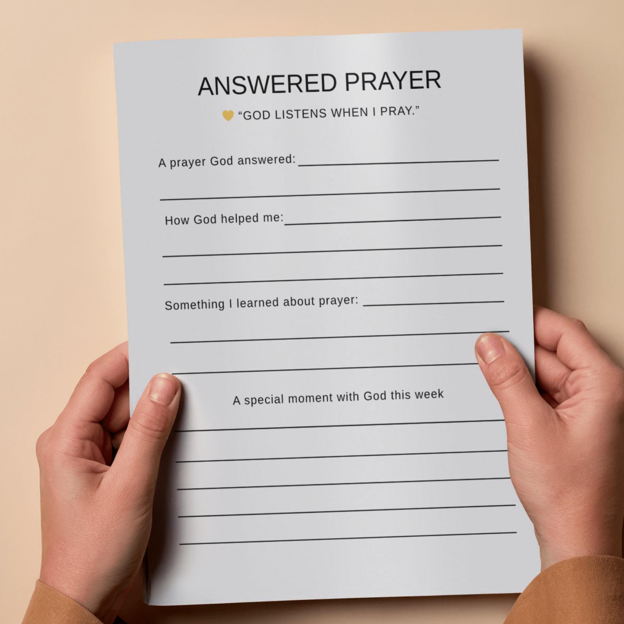 Kids Prayer Printable Journal Pages, Sunday School A.C.T.S Lesson and ...