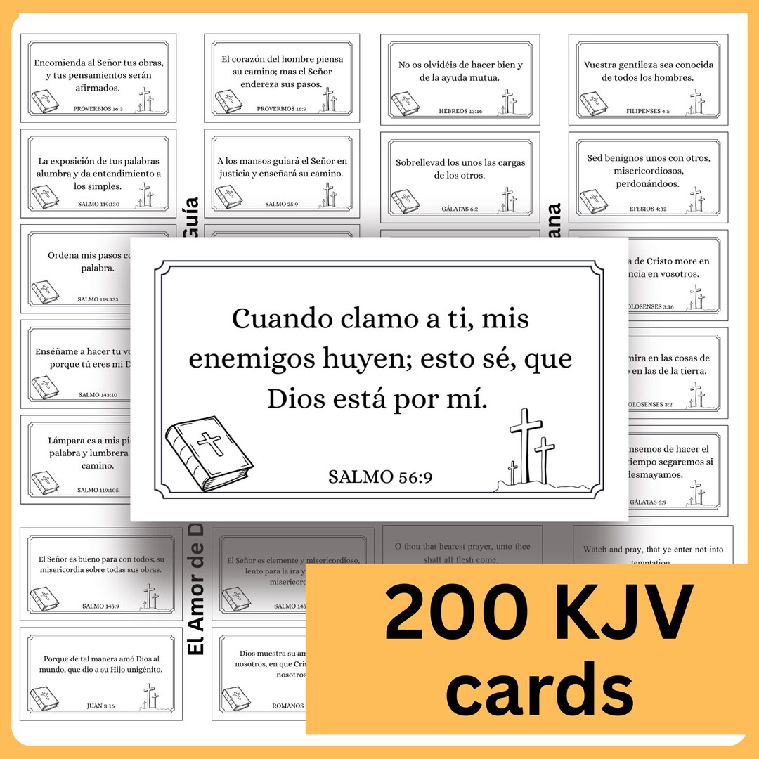 200 Printable Bible Verse Cards KJV, Scripture Verses Tarjetas Bíblicas ...
