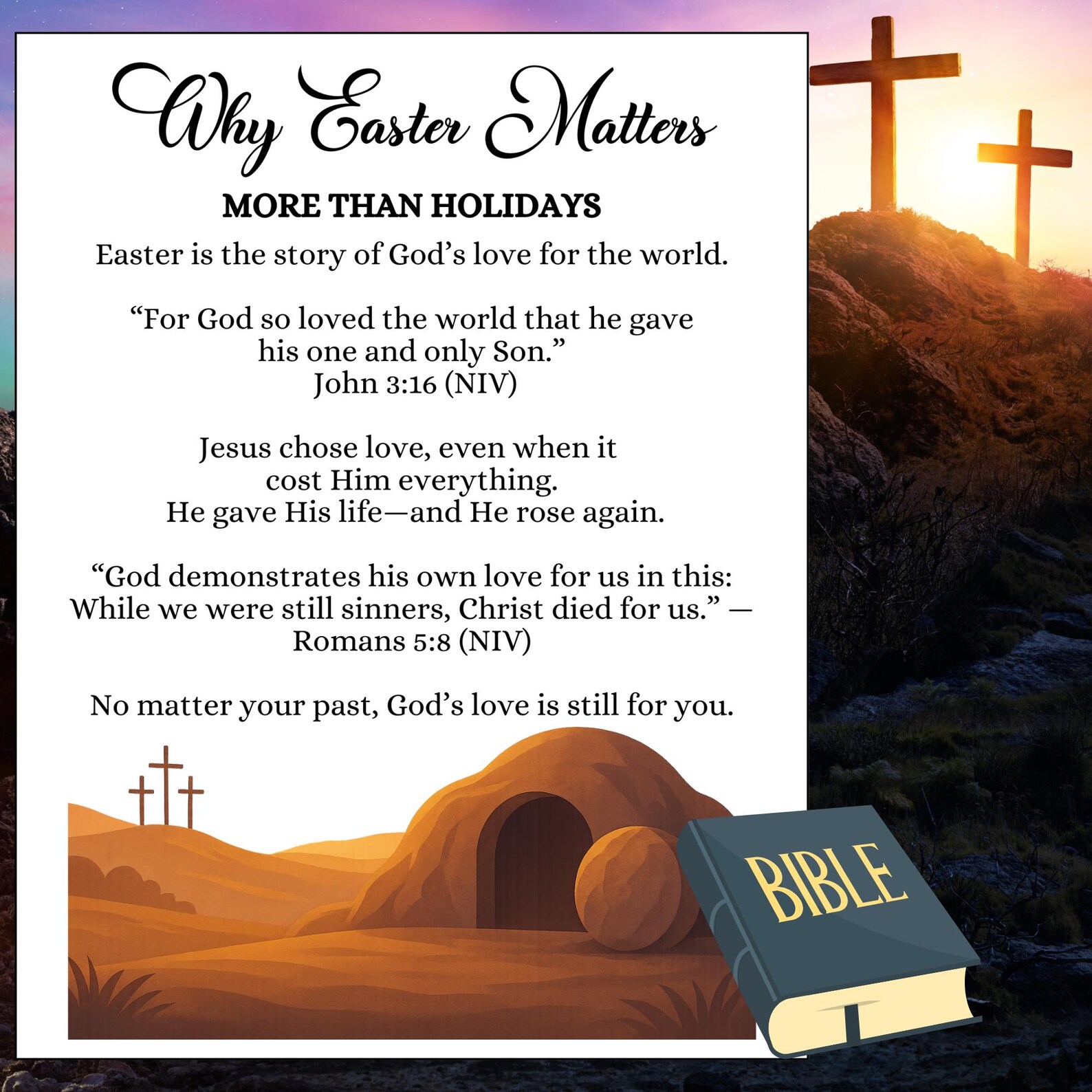 Easter Gospel Tracts Cards | Bible Verse Easter Story Hand Out Card ...