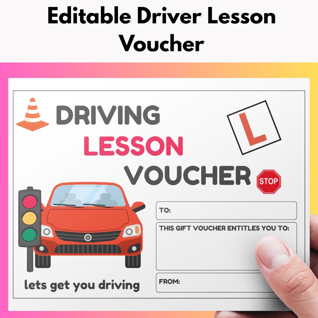 Driving Lesson Voucher - Learner Driver Gift - 17th Birthday Surprise ...