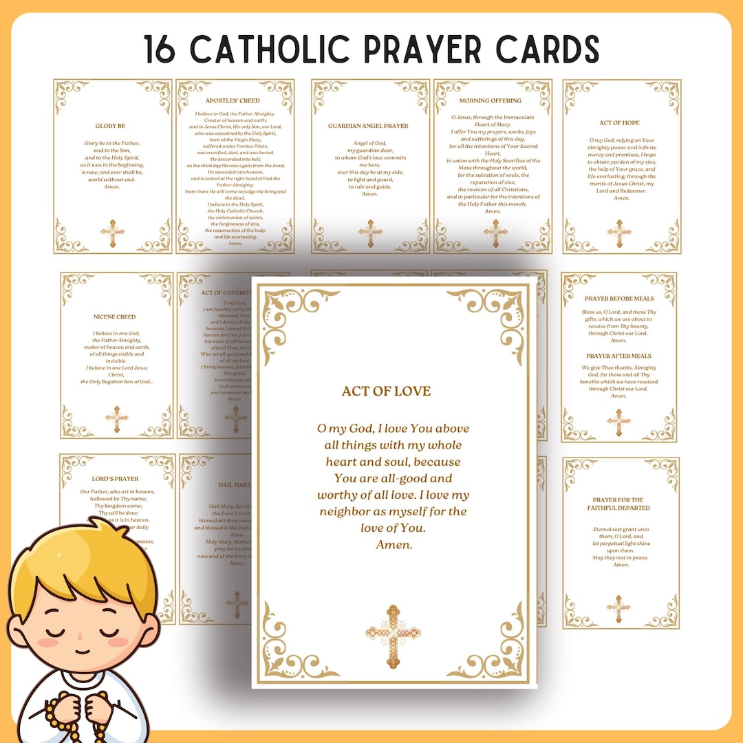 Catholic Prayer Cards Bundle Instant Download for Kids and Adults ...