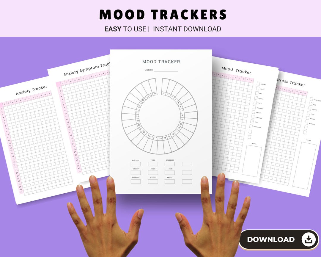 Mood Tracker Sheets Daily Mood Charting Mental Health Mood Tracker ...