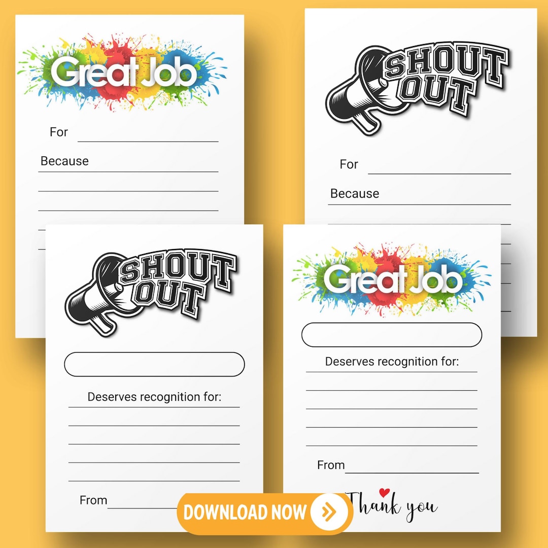 Staff Shout Out - Employee Engagement - Printable Templates - Kindness ...