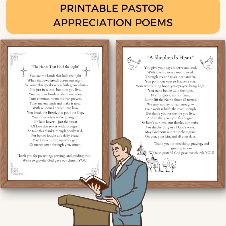 Pastor Appreciation Poem Print: Clergy Gift, Thank You Verse (digital ...